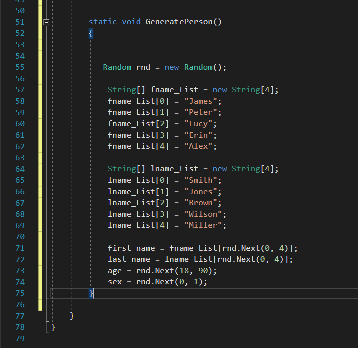Creating a simple random person generator – Software Projects